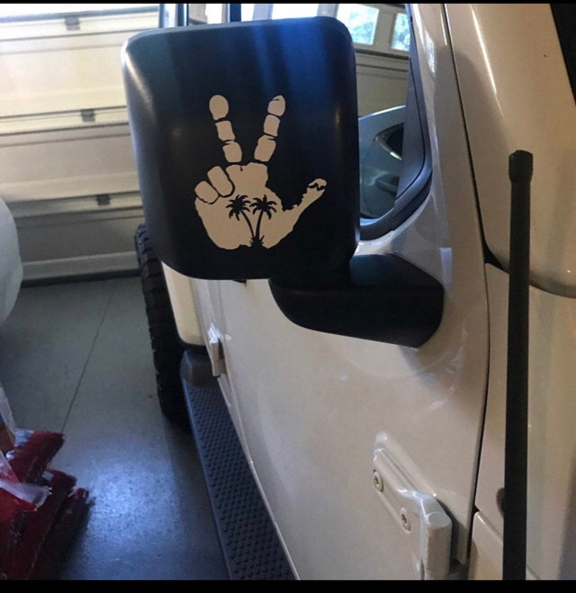Set of 2 Hand Wave Double Palm Tree Peace Wave Decals for Jeep - Etsy