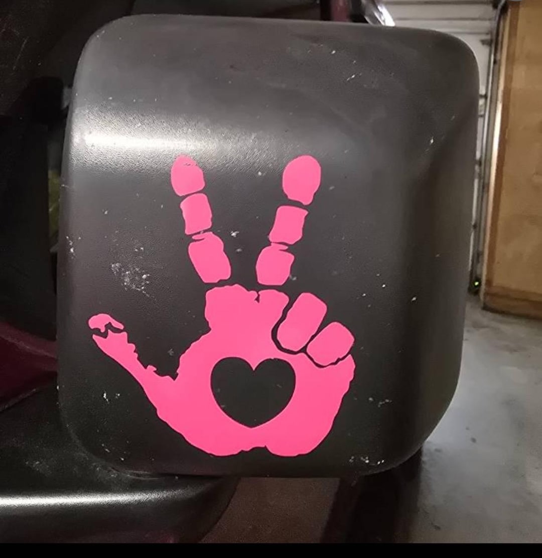 Set of 2 Heart Peace Hand Wave Decals for Jeep Side Mirrors | Hand Wave ...