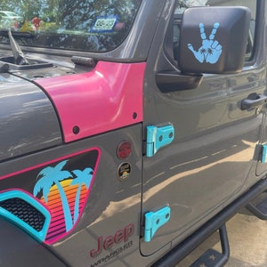 Set of 2 Hand Wave Double Palm Tree Peace Wave Decals for Jeep Side ...