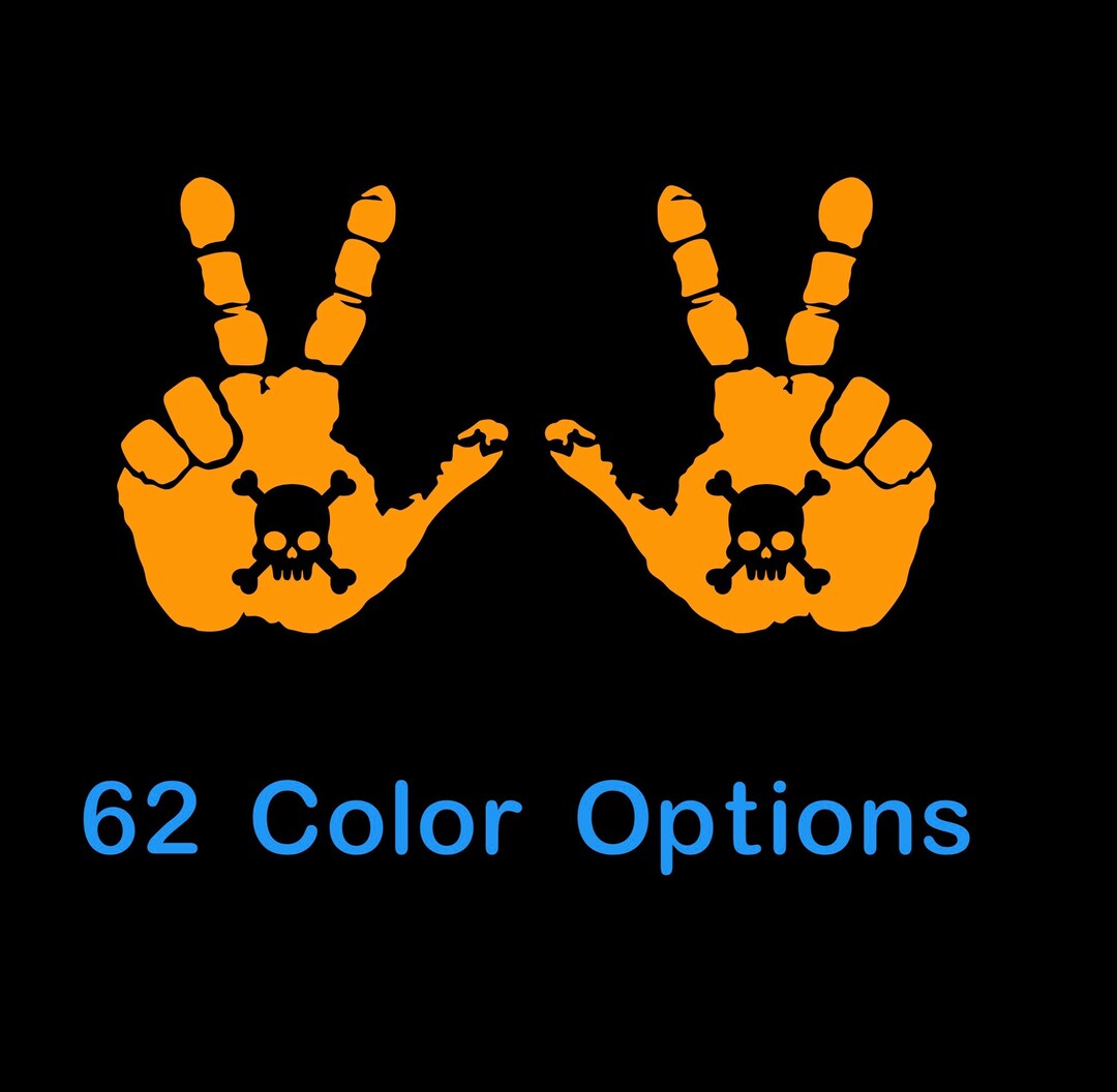 Skull Hand Wave Peace Set of 2 Wave Decal Hand Wave Mirror Decal - Etsy