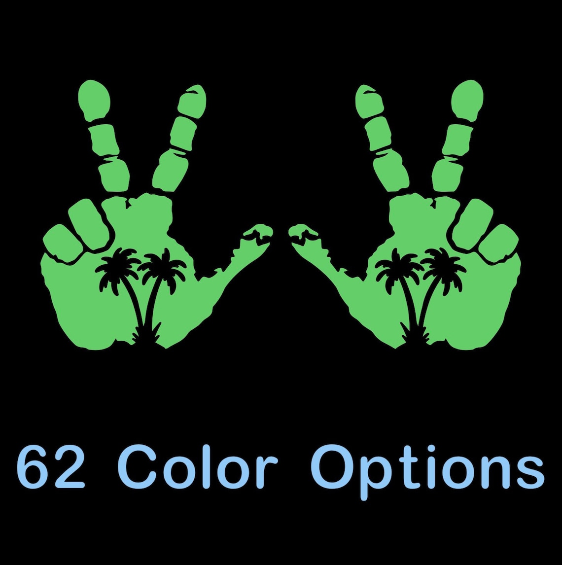 Set of 2 Hand Wave Double Palm Tree Peace Wave Decals for Jeep - Etsy