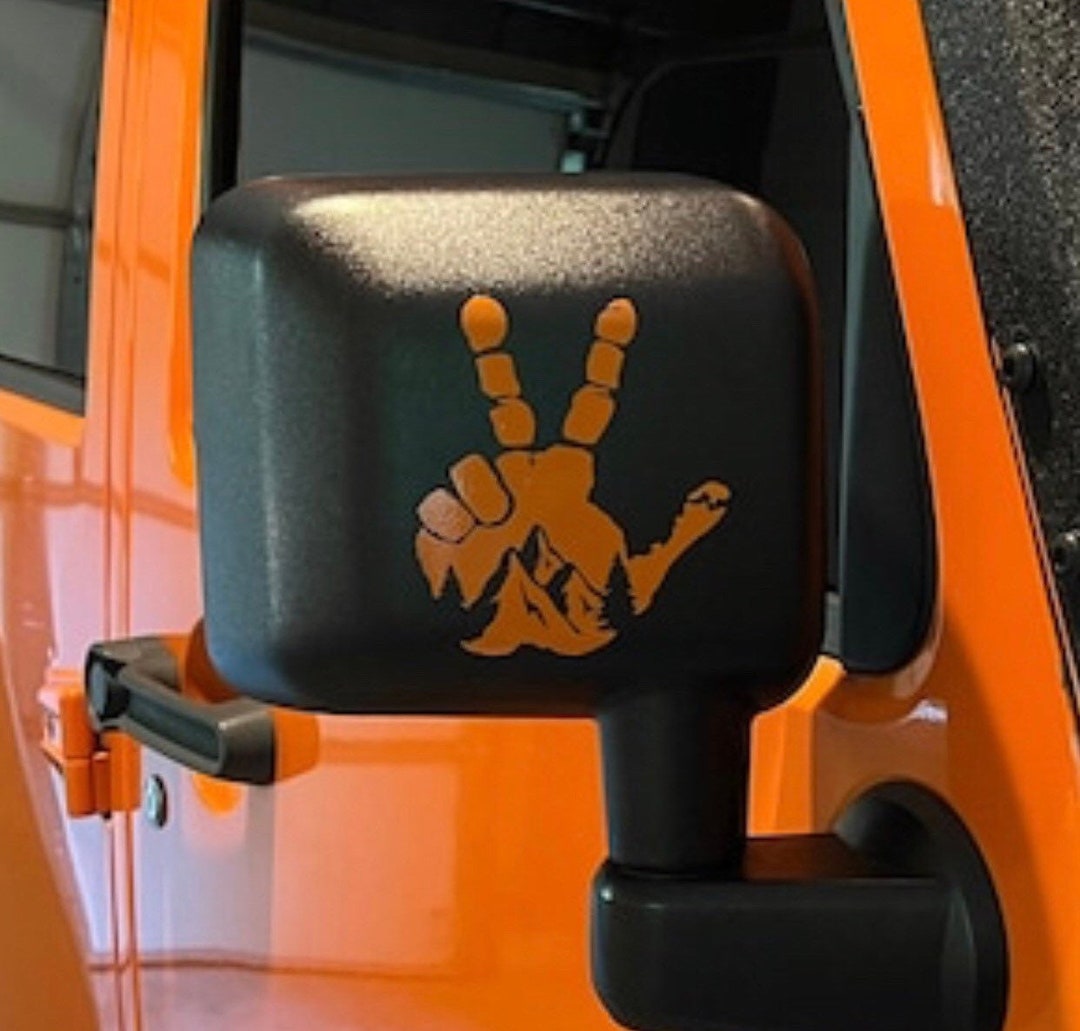 Set of 2 Hand Wave Peace Mountains Wave Decal for Jeep Side Mirrors ...