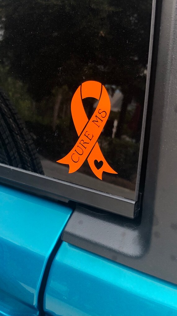 MS Awareness Ribbon Cure MS Ribbon vinyl decal MS vinyl | Etsy