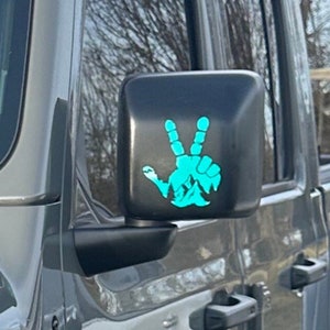Set of 2 Hand Wave Peace Mountains Wave Decal for Jeep Side Mirrors ...