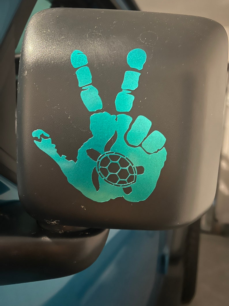Set of 2 Sea Turtle Hand Wave Decals for Jeep Side Mirrors - Hand Wave ...