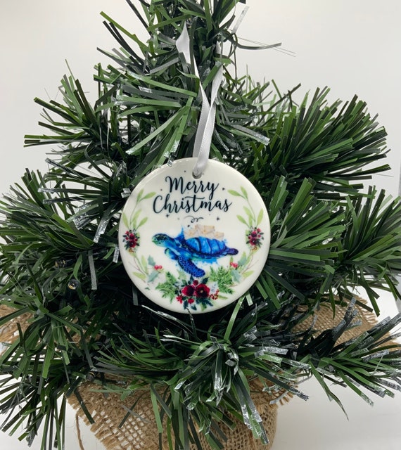 Sea Turtle Christmas Ornament Ceramic Ornament Sea Turtle - Etsy
