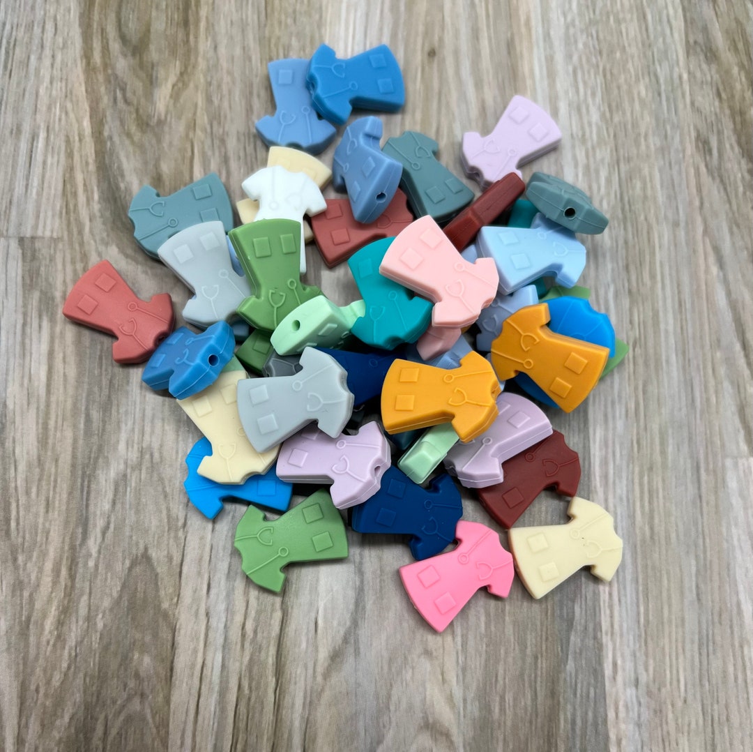 Pack OF 5 or 10 RANDOM MIX | Scrub Top Silicone Focal Beads | Nurse ...