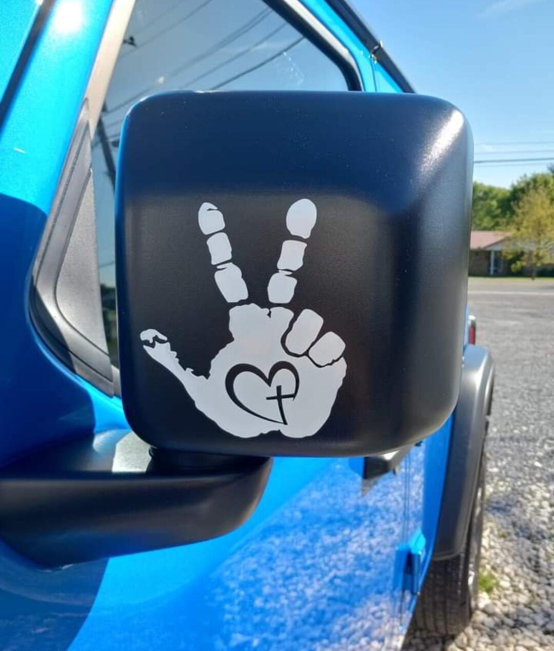 Cross Heart Hand Wave Peace- Wave Decal - Set of 2 - Hand Wave Mirror ...