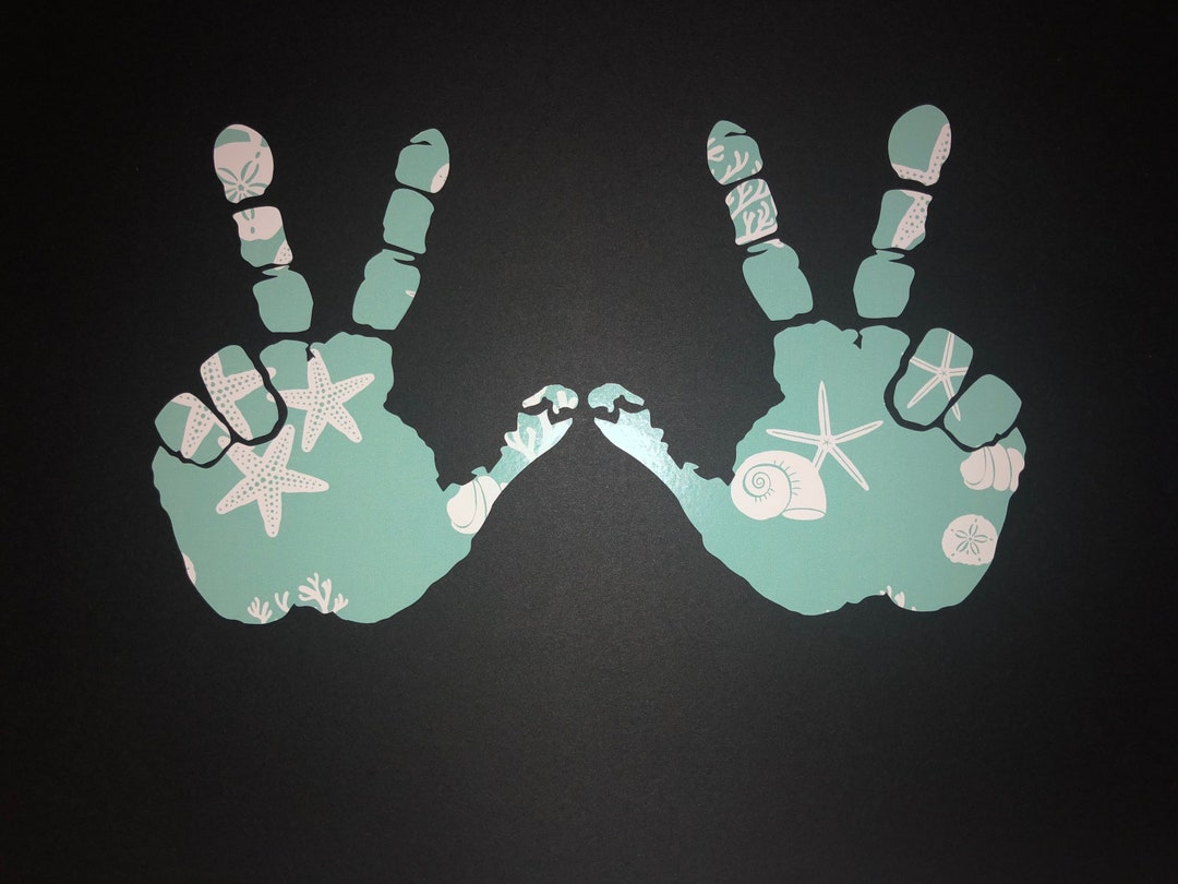 Aqua Ocean Pattern Peace Hand Wave Decal - Set of 2 Hand Wave Mirror ...