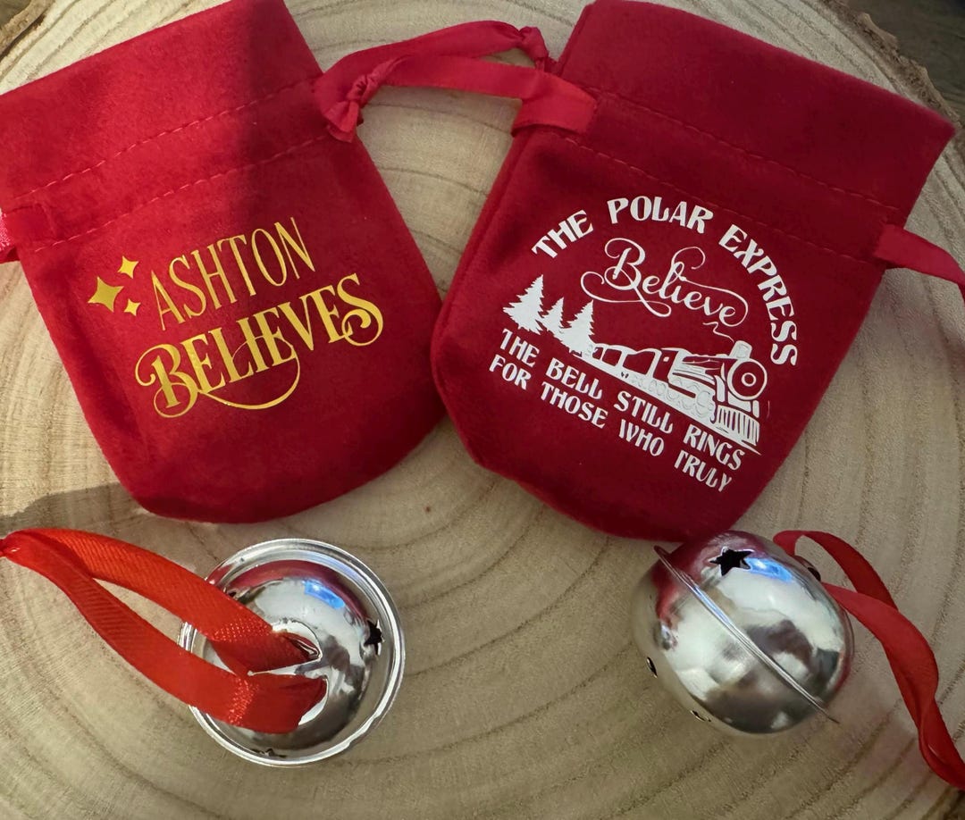 Personalised Polar Express Believe Bell: Velvet Christmas Bag - Etsy