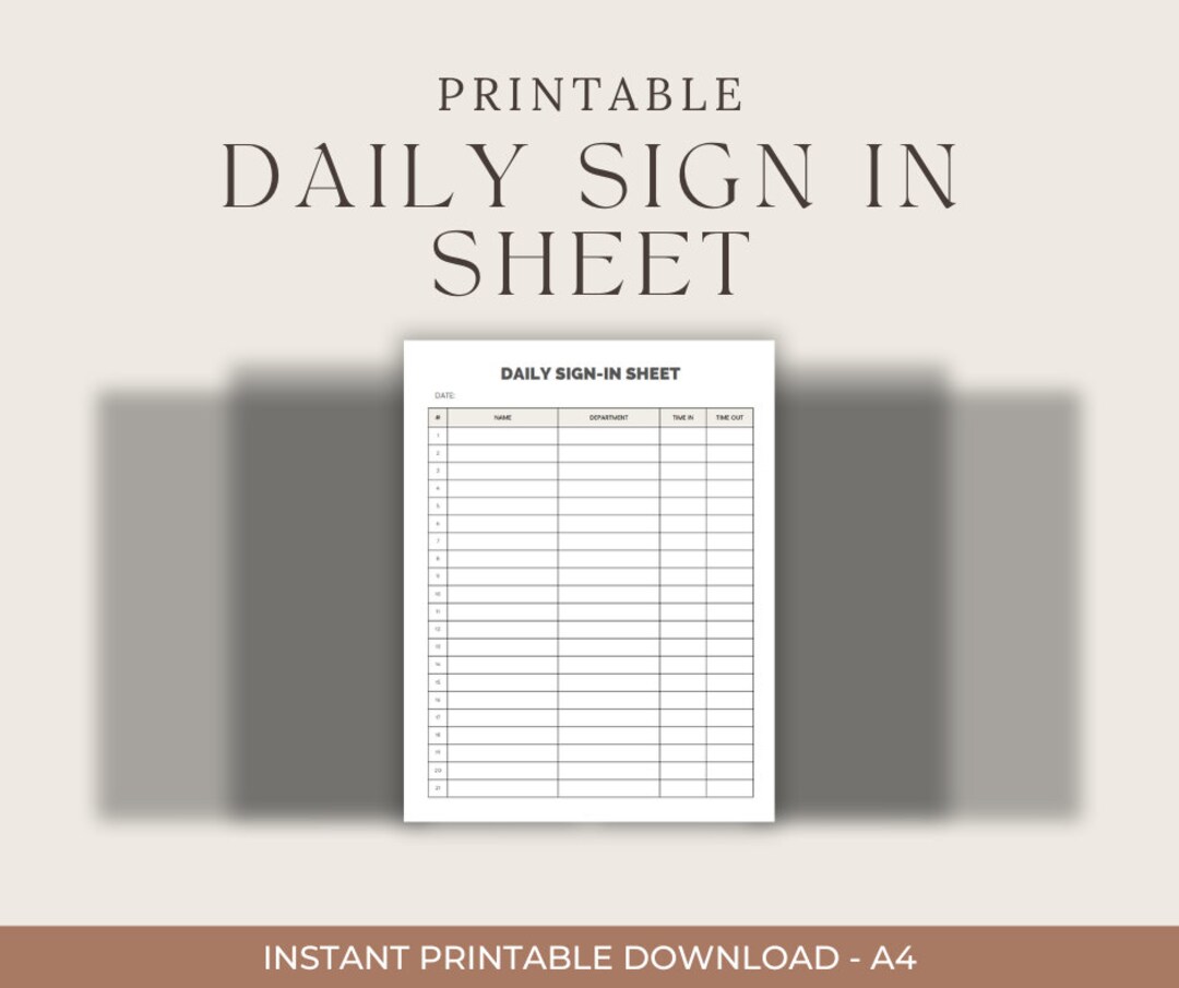 Daily Sign in Sheet - Etsy