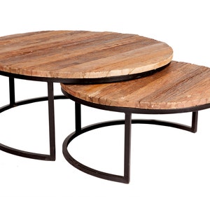 Set of 2 Coffee Tables Round Railway Sleeper - Etsy UK
