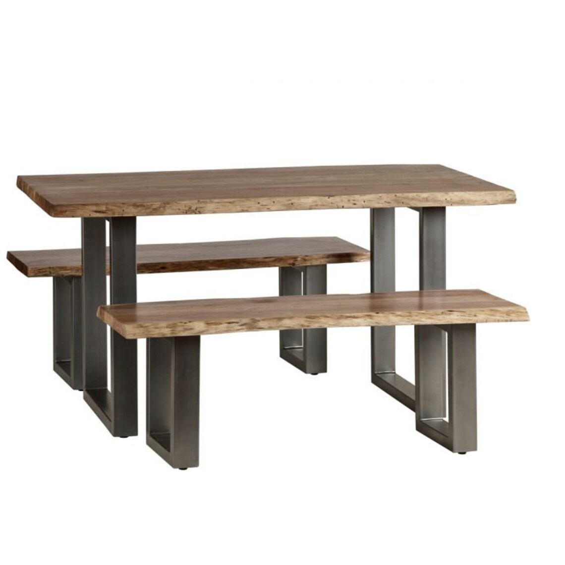 Industrial Rustic Style Handmade Solid Acacia Wood and Grey Metal Base ...