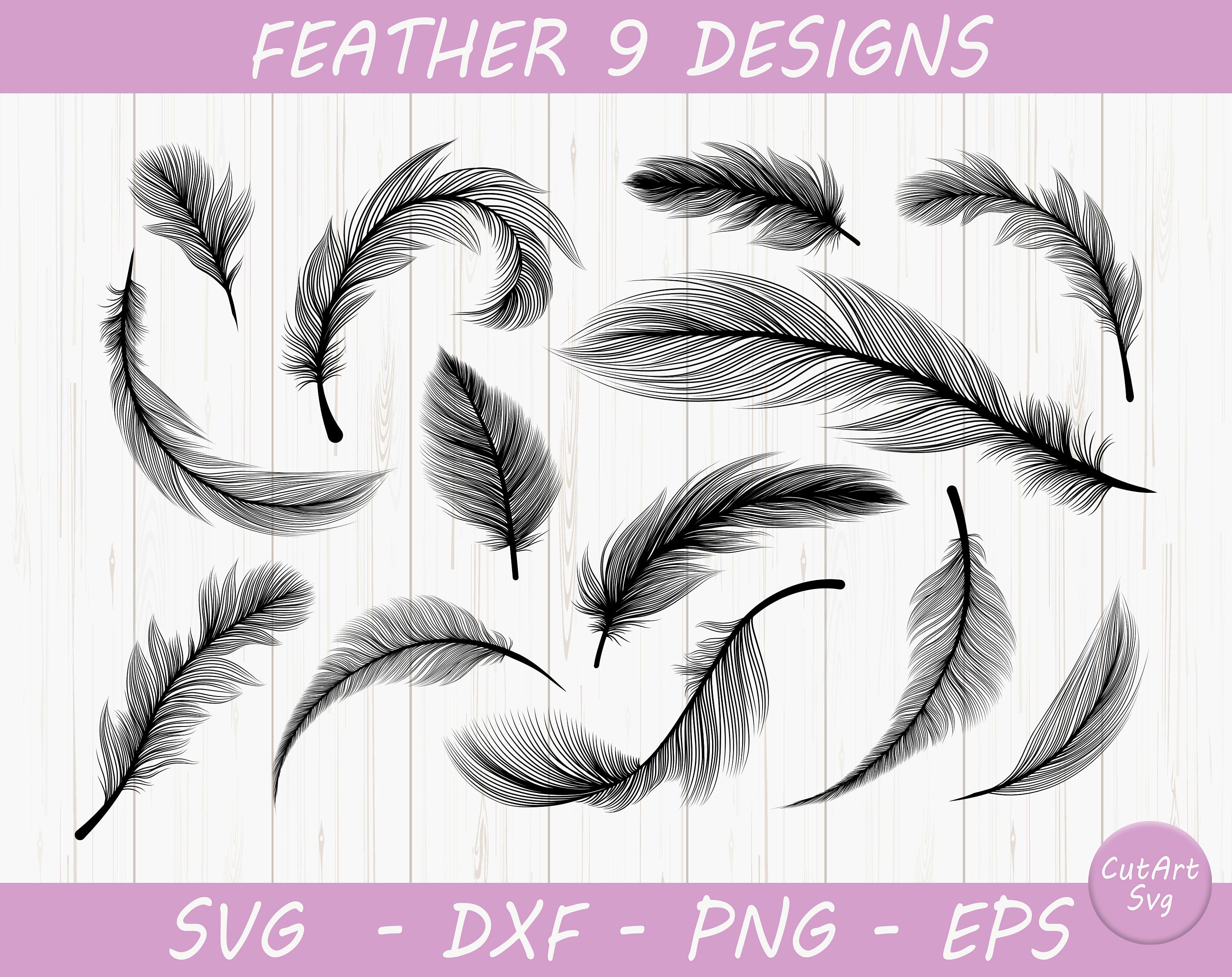FEATHER svg bundle FEATHER vector FEATHER silhouette files for | Etsy