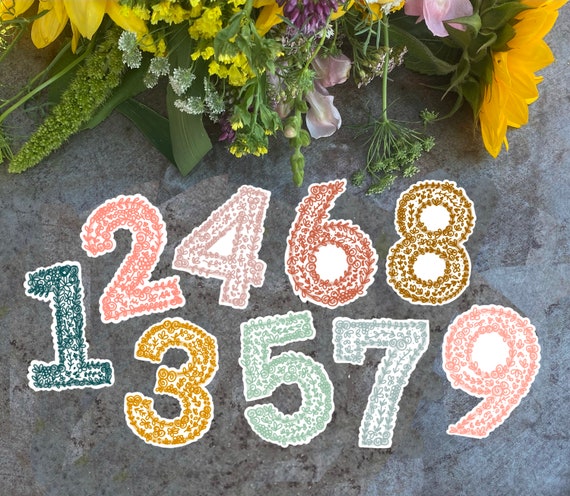 Enneagram Number Floral Stickers / Enneagram Type - Etsy