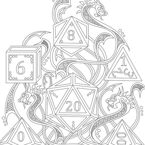 Polyhedral Dnd Dice Set Printable Adult Coloring Page - Etsy New Zealand
