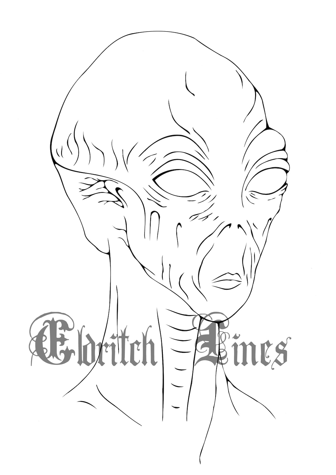 Alien - Printable Sci-fi Adult Coloring Page Lineart - DIGITAL DOWNLOAD ...