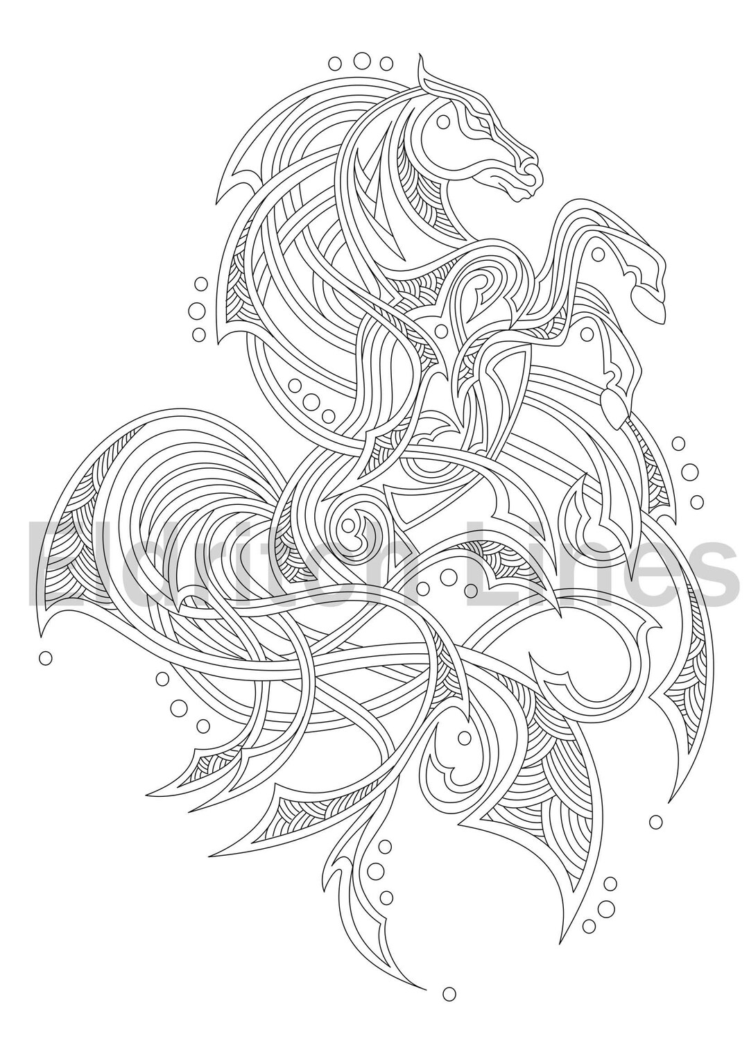 Nordic Horse - Printable Adult Coloring Page Lineart - Pyrography ...