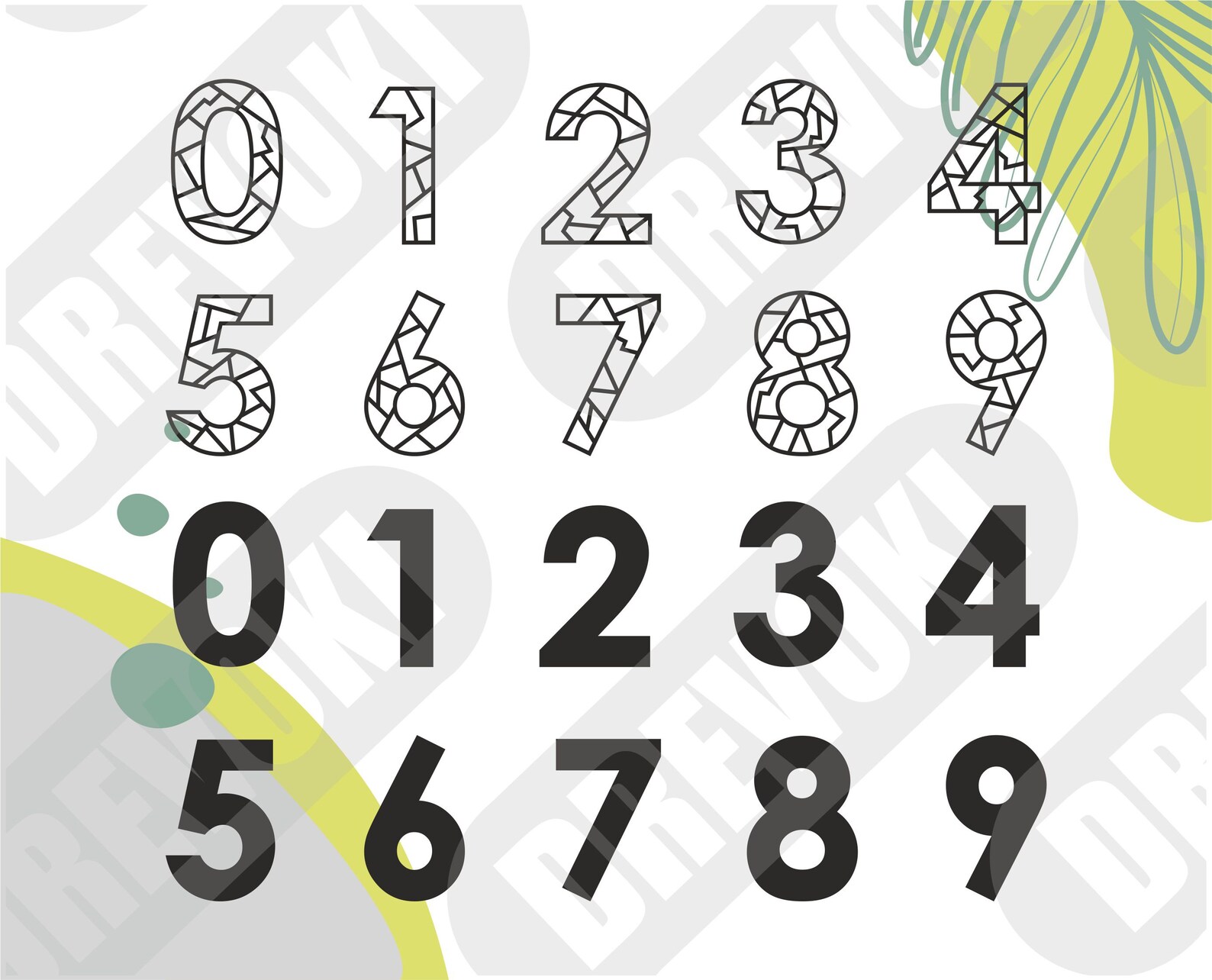 Geometric numbers svg 3d letters svg numbers 0 to 9 | Etsy