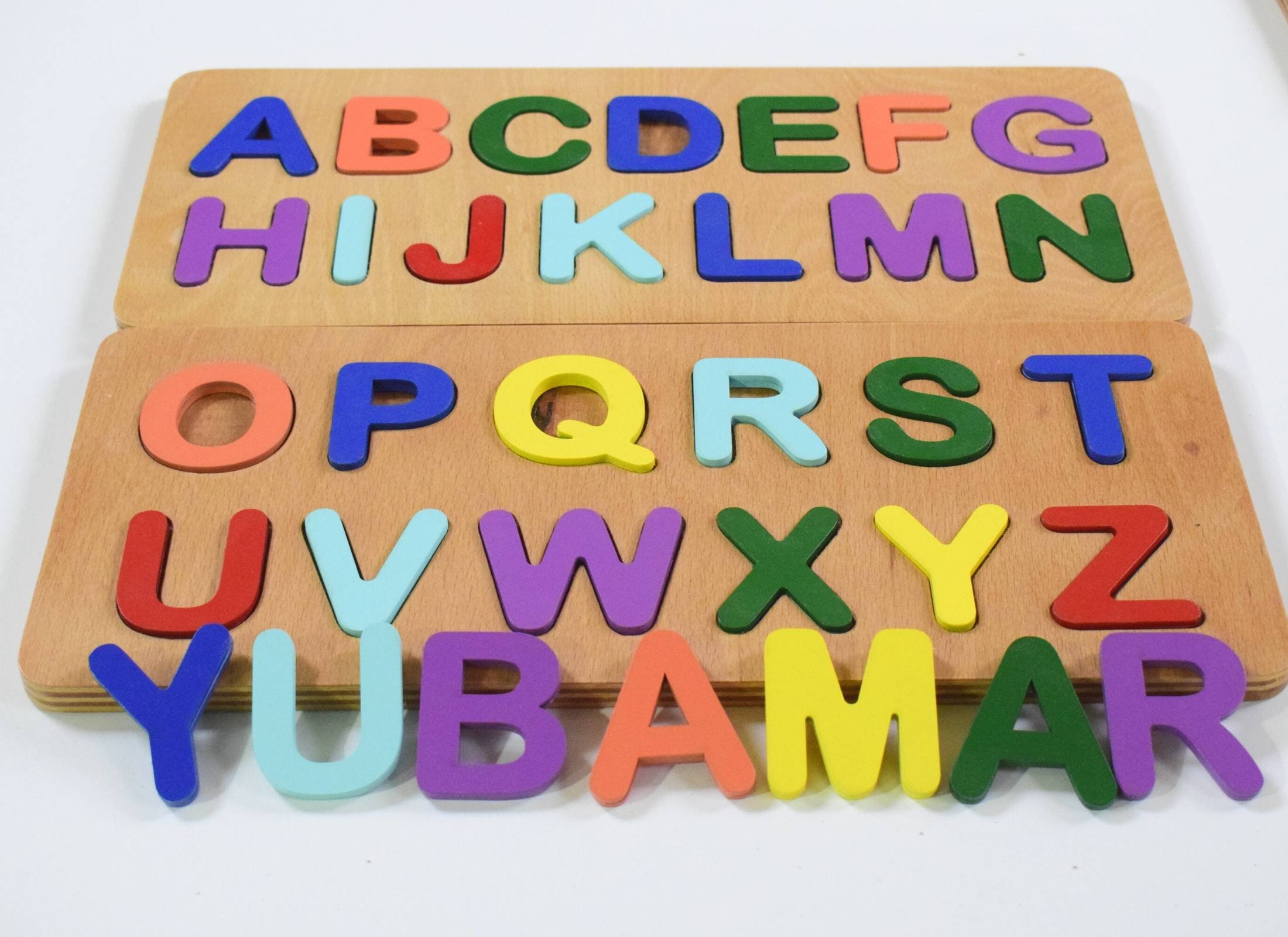 Wooden Alphabet Puzzle Letters Learning Alphabet Toy | Etsy
