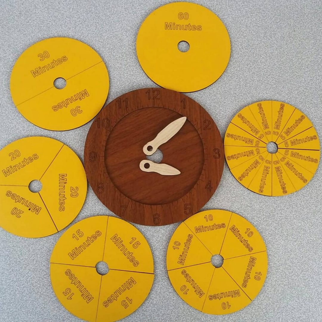 Time Fraction Learning Set, Fraction of Time, Telling Time, Montessori ...