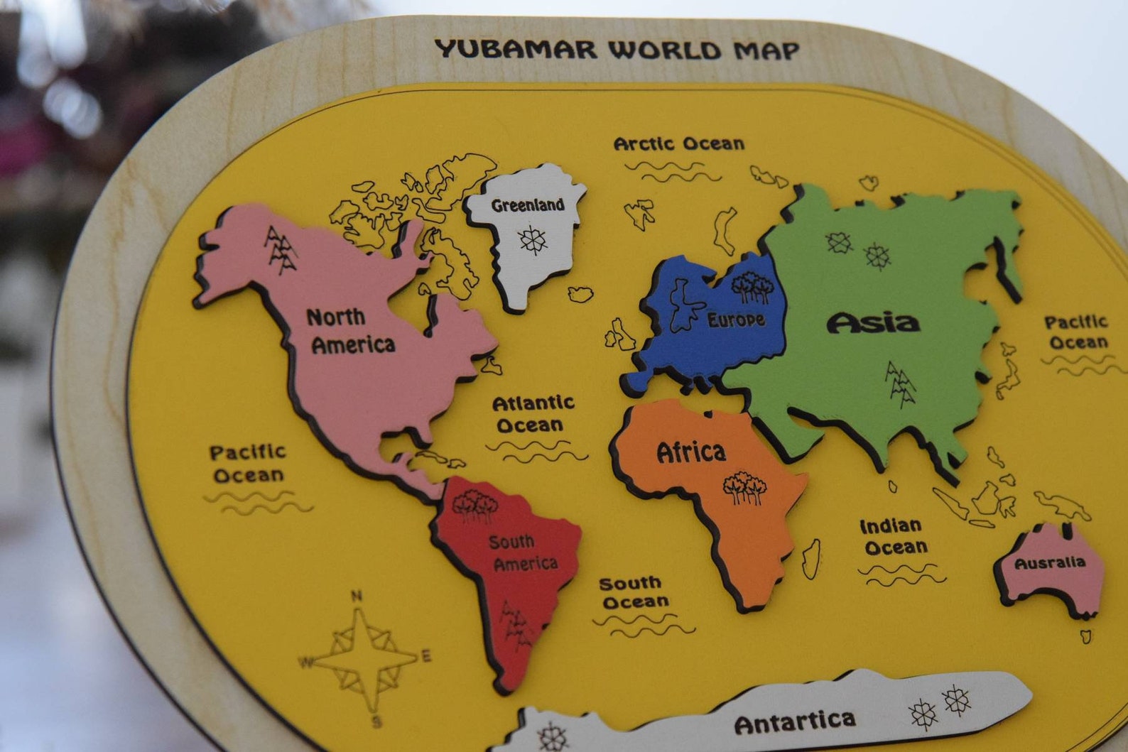 World Map Puzzle for Kids Continents and Oceans Personalized - Etsy
