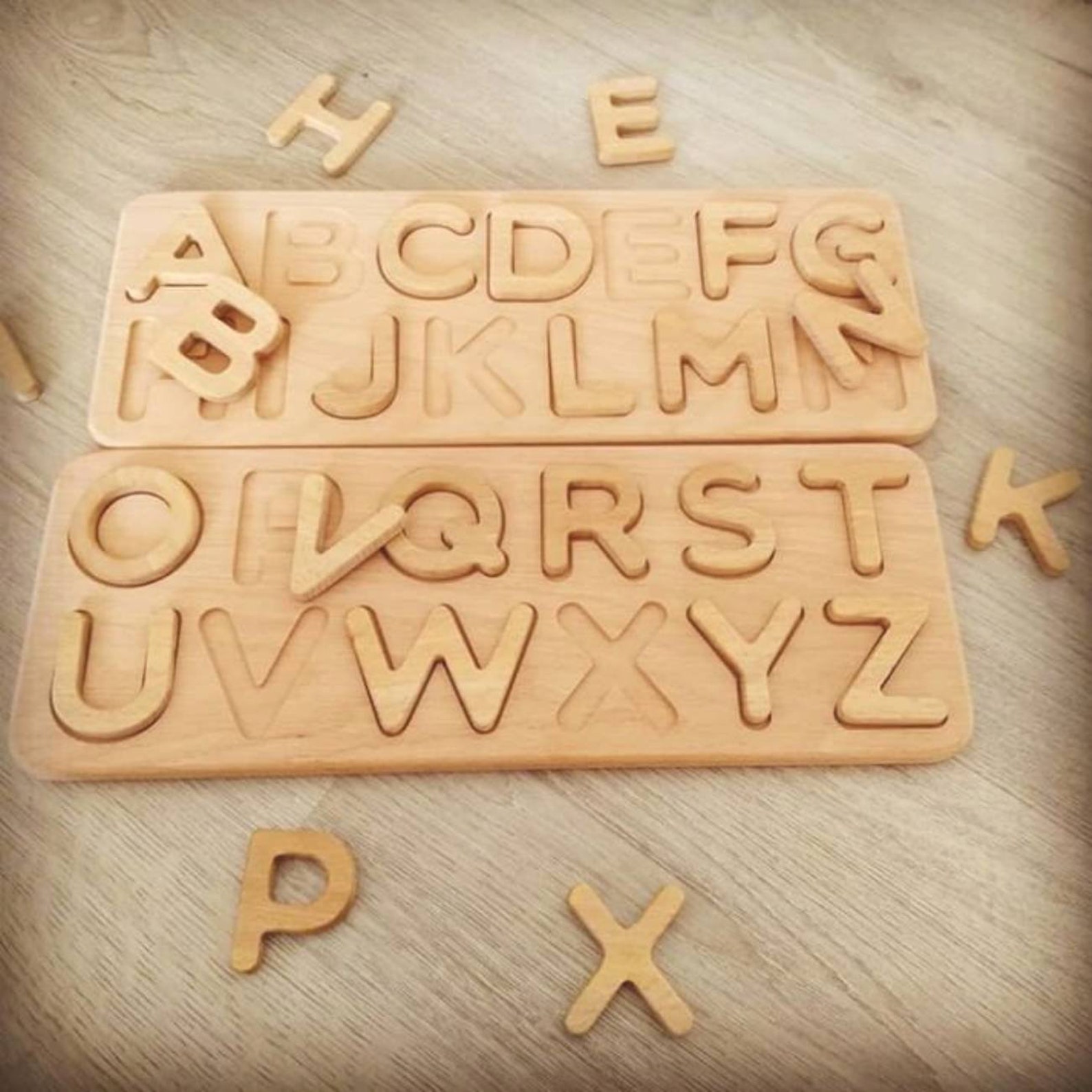 Wooden Alphabet Puzzle and Learning Number Puzzle Stand Set - Etsy