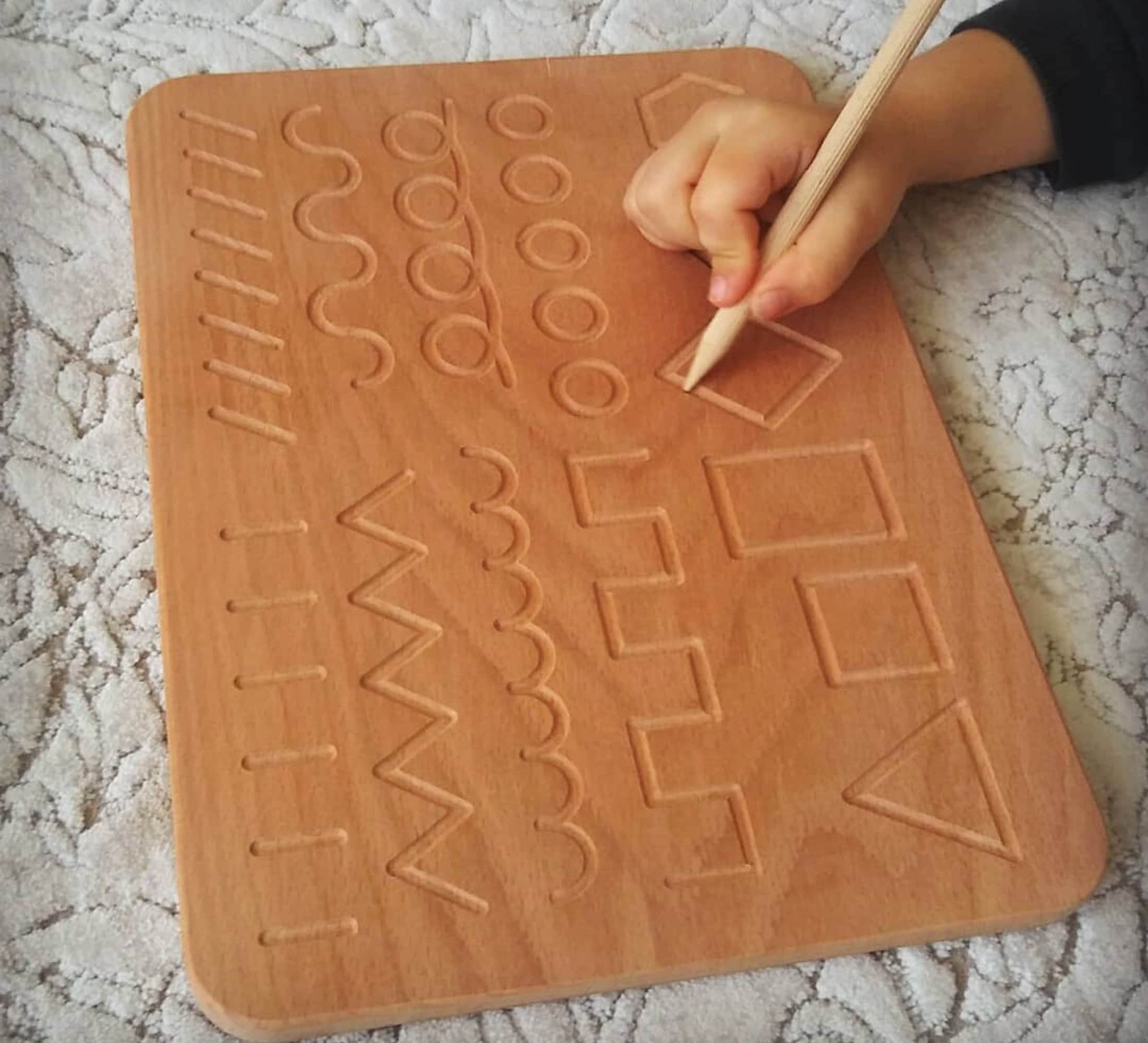 Reversible Shapes Tracing Board, Montessori Alphabet Tracing Board ...