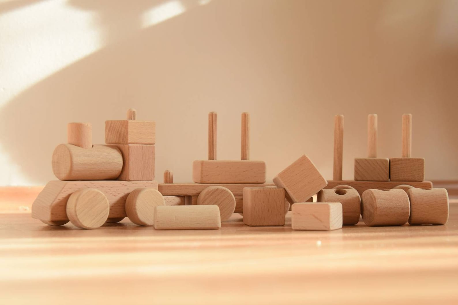 Wooden Train Blocks Wooden Toy Train Set With Trailer Wooden - Etsy