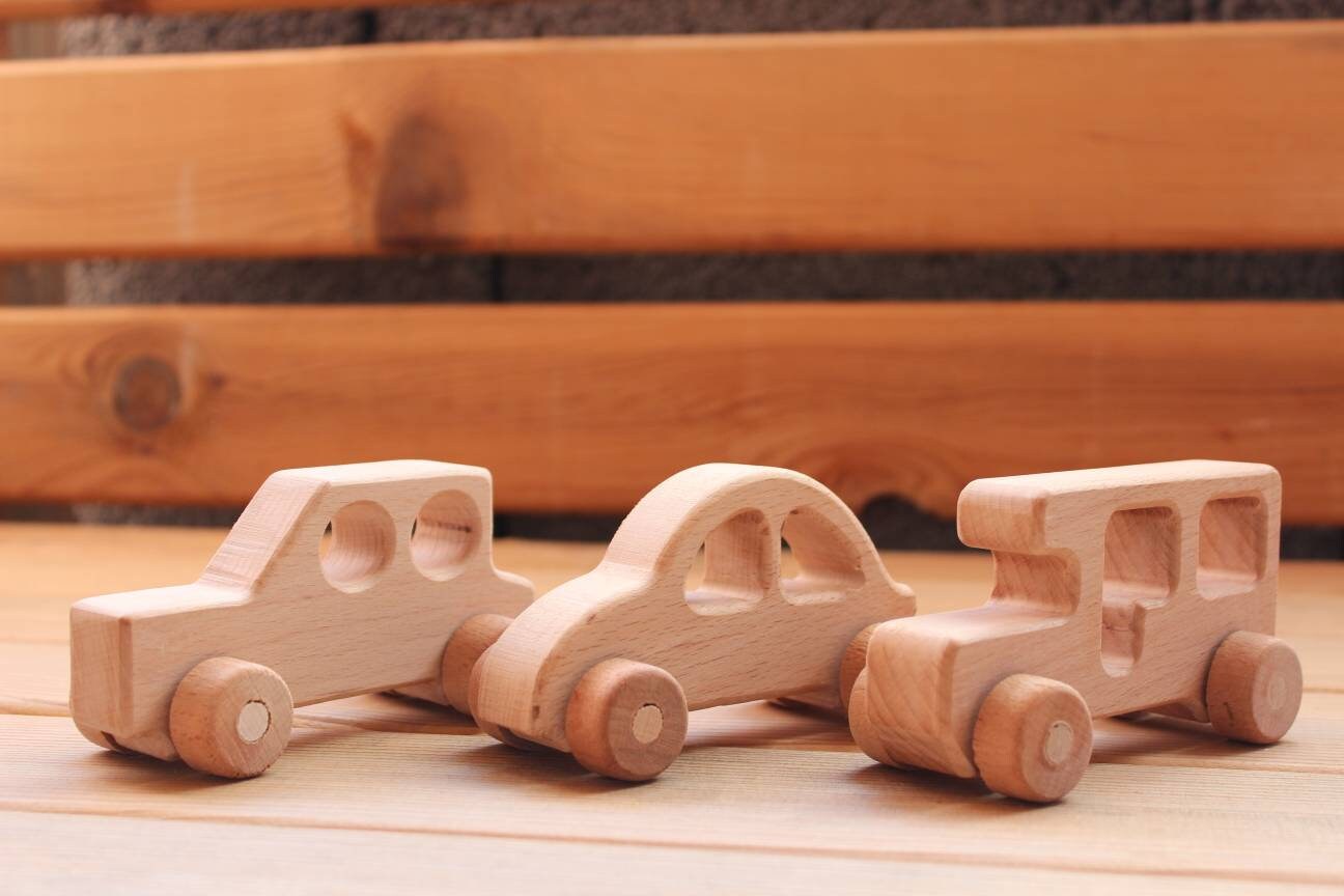 Handmade Wooden Small Cars Set of 3 Waldorf Toys Birthday | Etsy