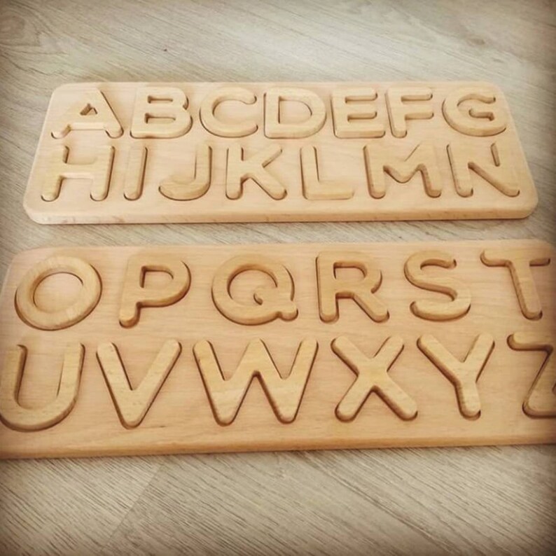 Wooden Alphabet Puzzle and Learning Number Puzzle Stand Set - Etsy