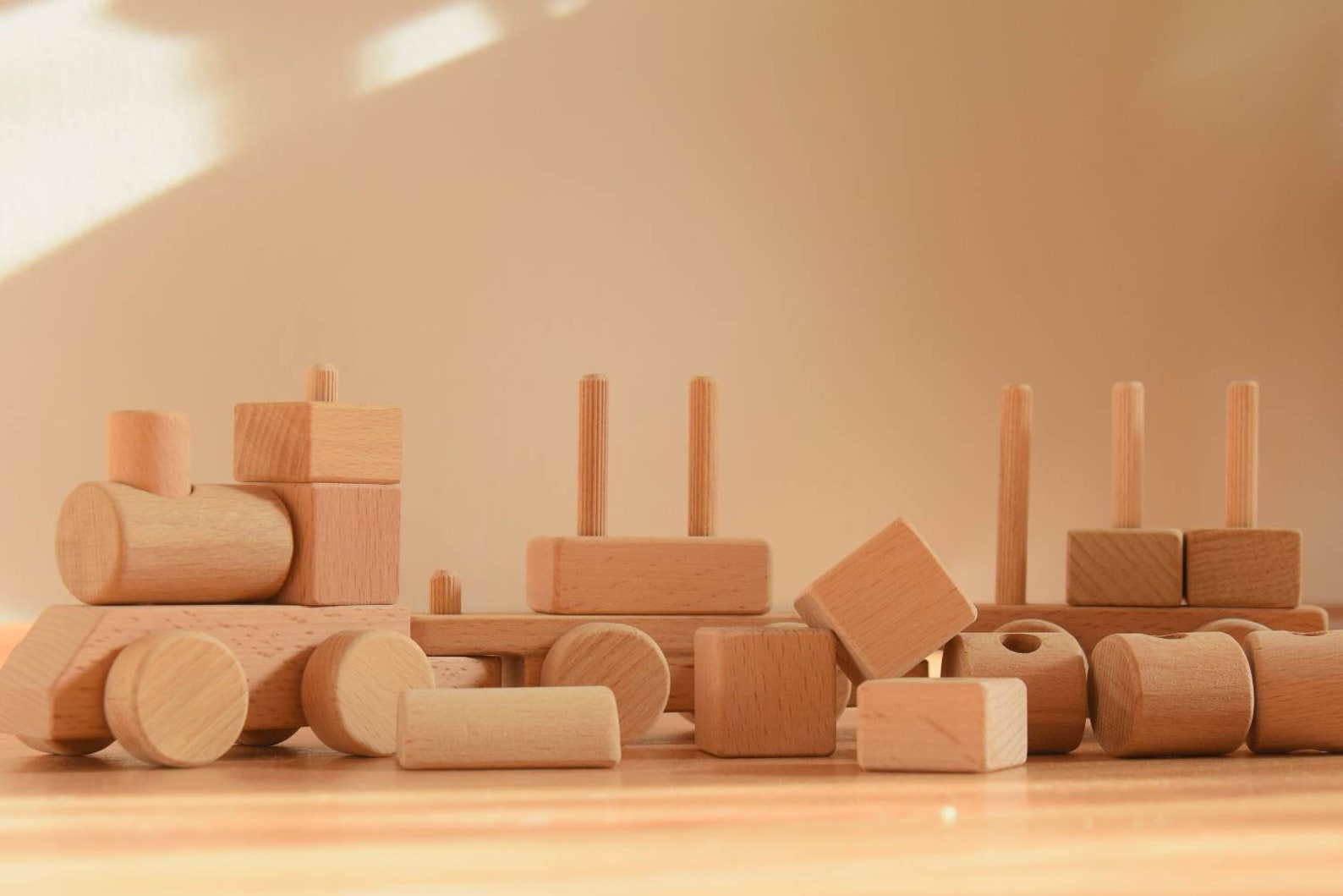 Wooden Train Blocks Wooden Toy Train Set With Trailer Wooden - Etsy