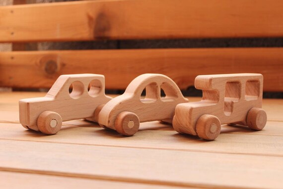 Handmade Wooden Small Cars Set of 3 Waldorf Toys Birthday - Etsy