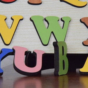 Wooden Alphabet Puzzle, ABC Upper Case Letter, Rainbow Wooden Alphabet ...