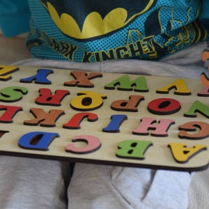 Wooden Alphabet Puzzle, ABC Upper Case Letter, Rainbow Wooden Alphabet ...