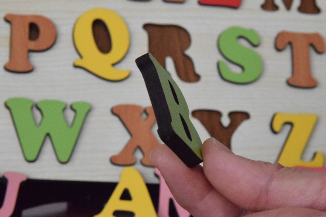 Wooden Alphabet Puzzle, ABC Upper Case Letter, Rainbow Wooden Alphabet ...