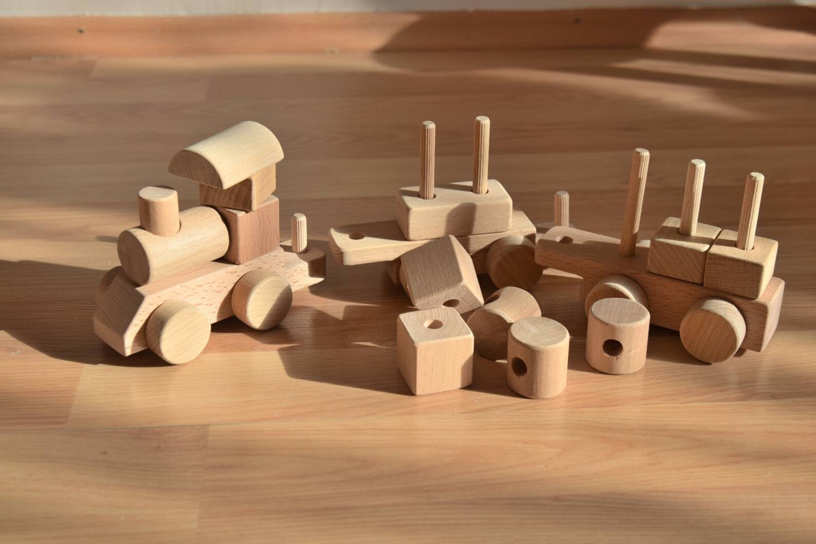 Wooden Train Blocks Wooden Toy Train Set With Trailer Wooden - Etsy
