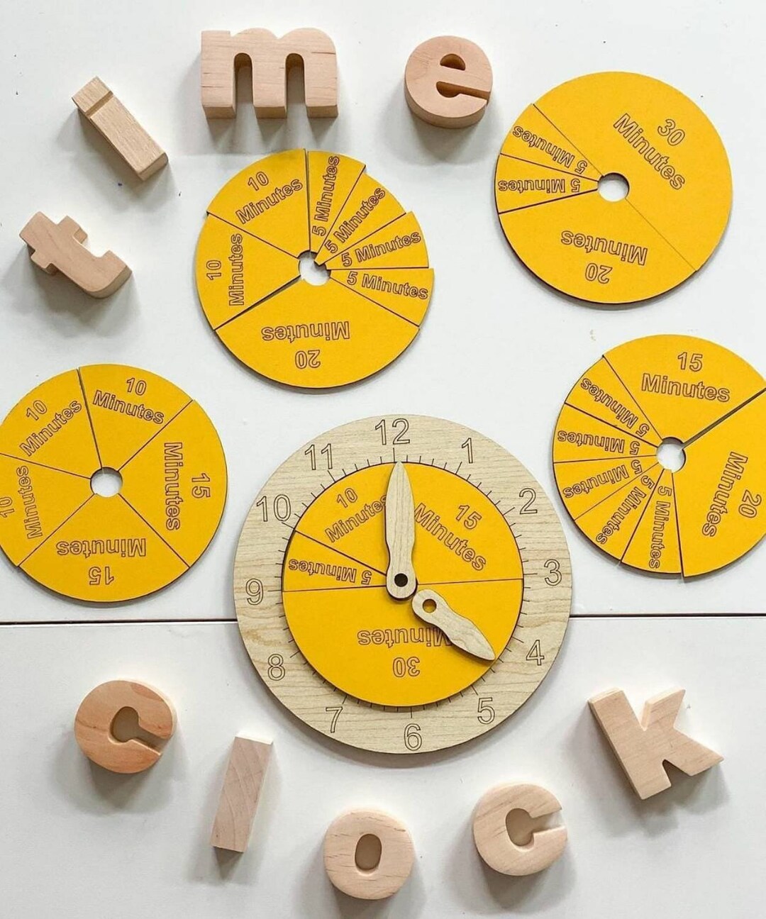 Time Fraction Learning Set, Fraction of Time, Telling Time, Montessori ...
