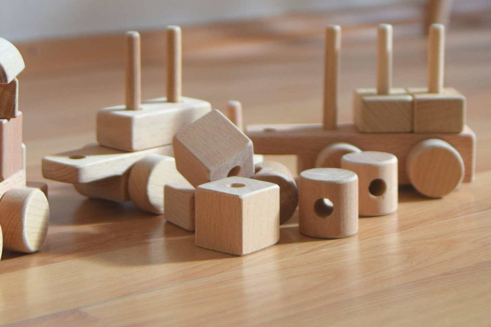 Wooden Train Blocks Wooden Toy Train Set With Trailer Wooden - Etsy