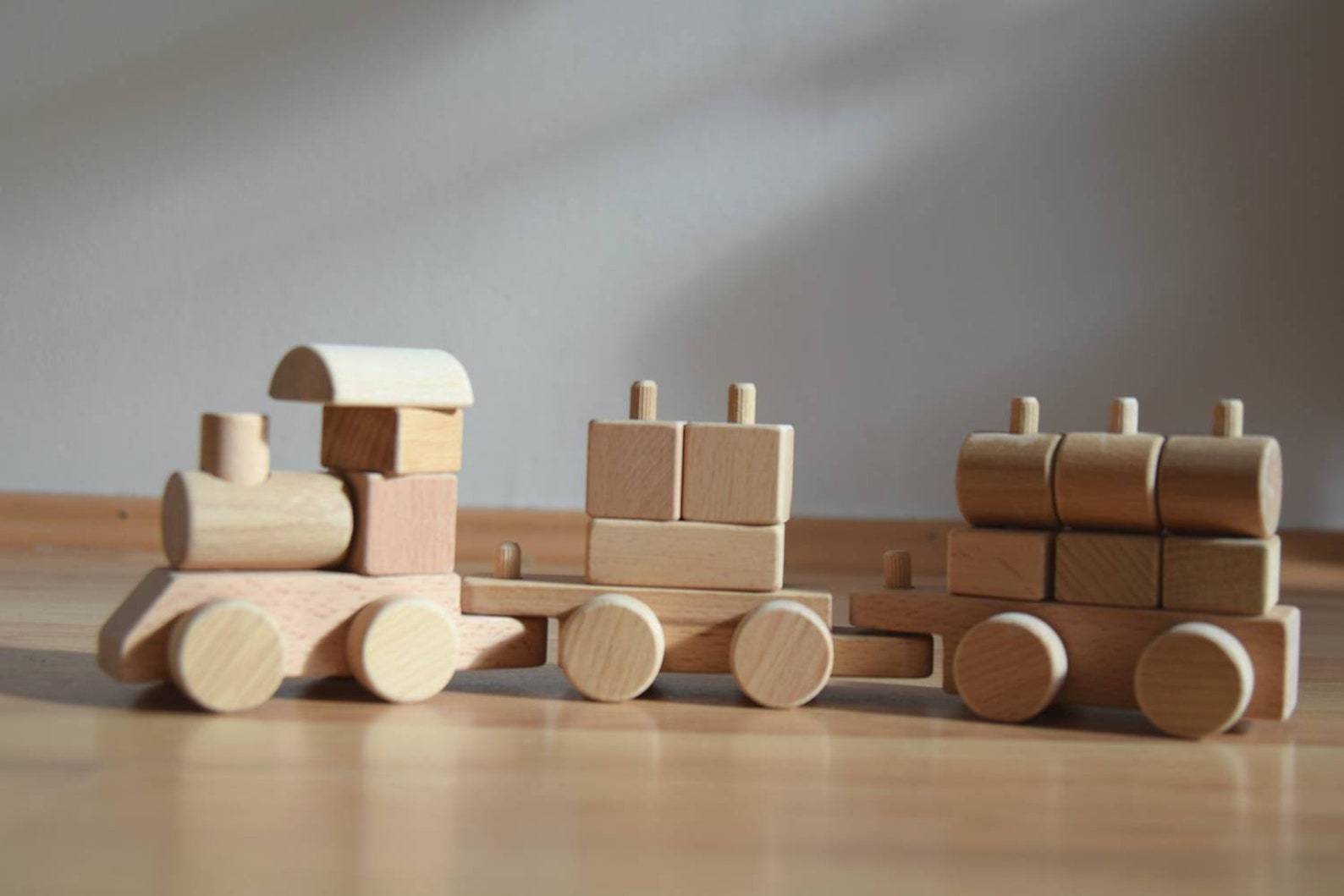 Wooden Train Blocks Wooden Toy Train Set With Trailer Wooden - Etsy