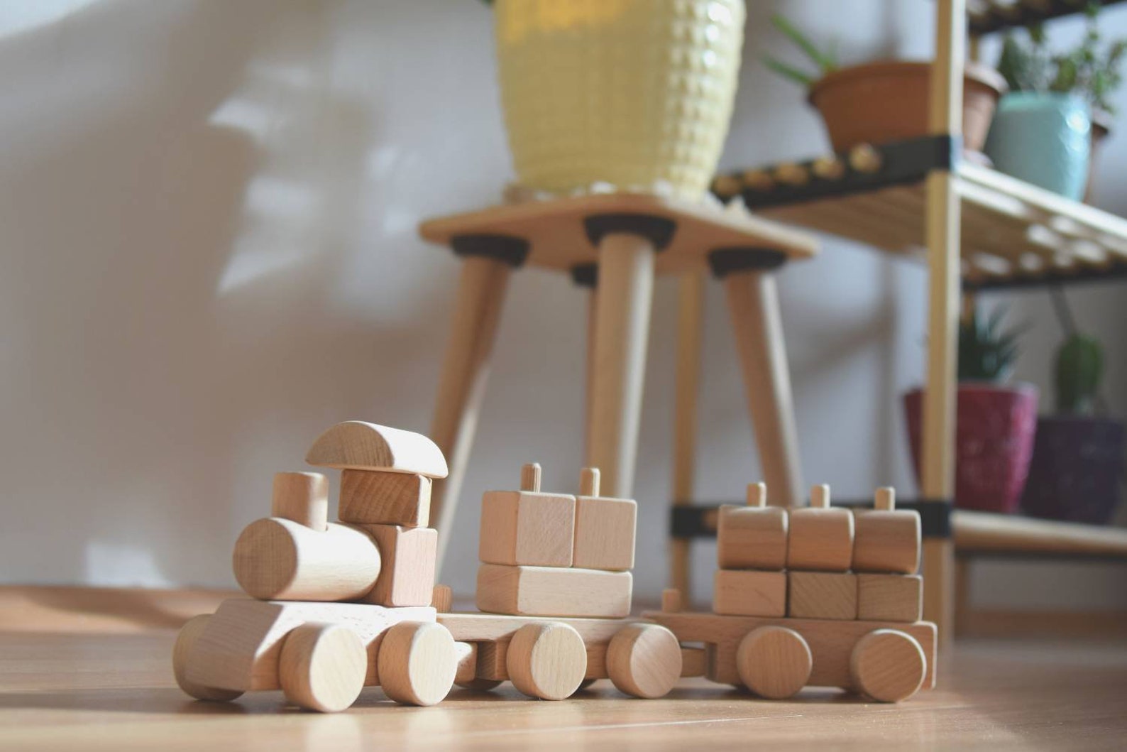 Wooden Train Blocks Wooden Toy Train Set With Trailer Wooden - Etsy