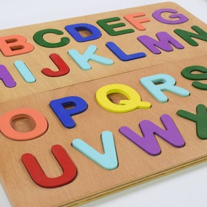 Wooden Alphabet Puzzle Letters, Learning Alphabet Toy, Colorful Letters ...