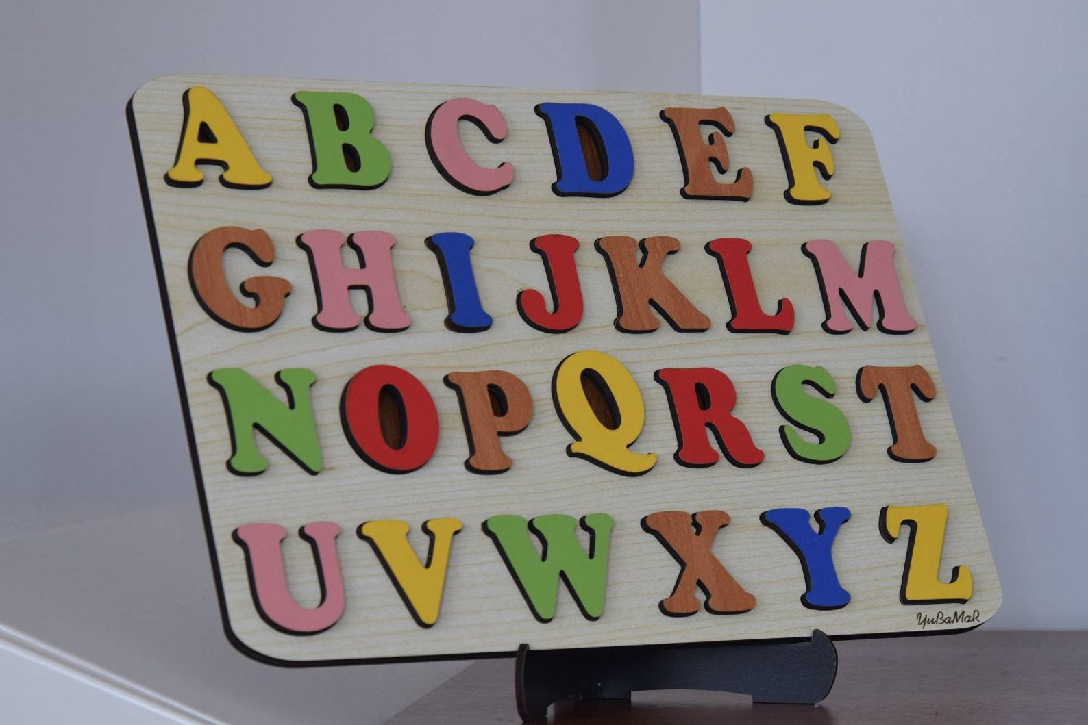 Wooden Alphabet Puzzle ABC Upper Case Letter Rainbow Wooden - Etsy