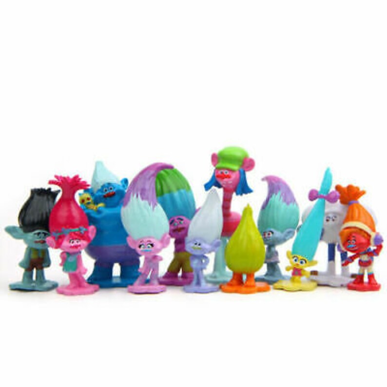 Dreamworks Trolls Plastic Cake Topper Figures 12 Pieces Set - Etsy