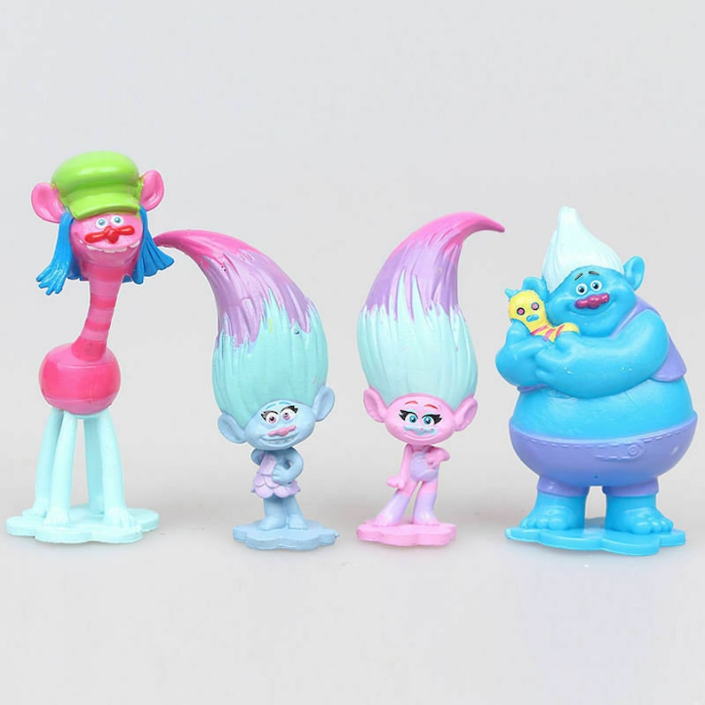 Dreamworks Trolls Plastic Cake Topper Figures 12 Pieces Set - Etsy