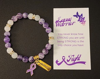 Lupus Awareness Bracelet Personalized Name Bracelet With Purple Ribbon and Butterfly Charm ...