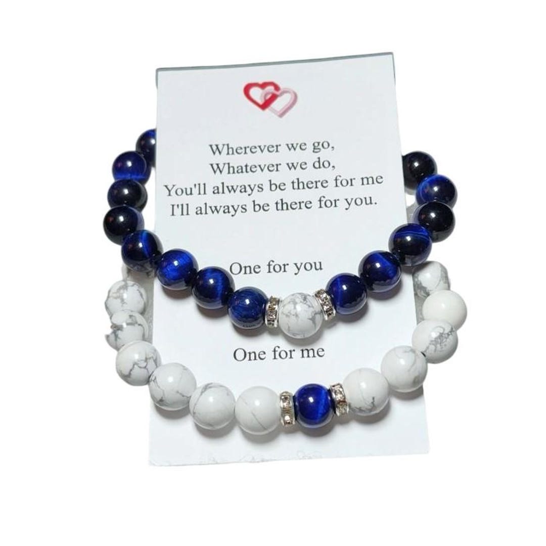 Magnetic Couples Bracelet Set - White Howlite and Blue Tiger Eye - Etsy