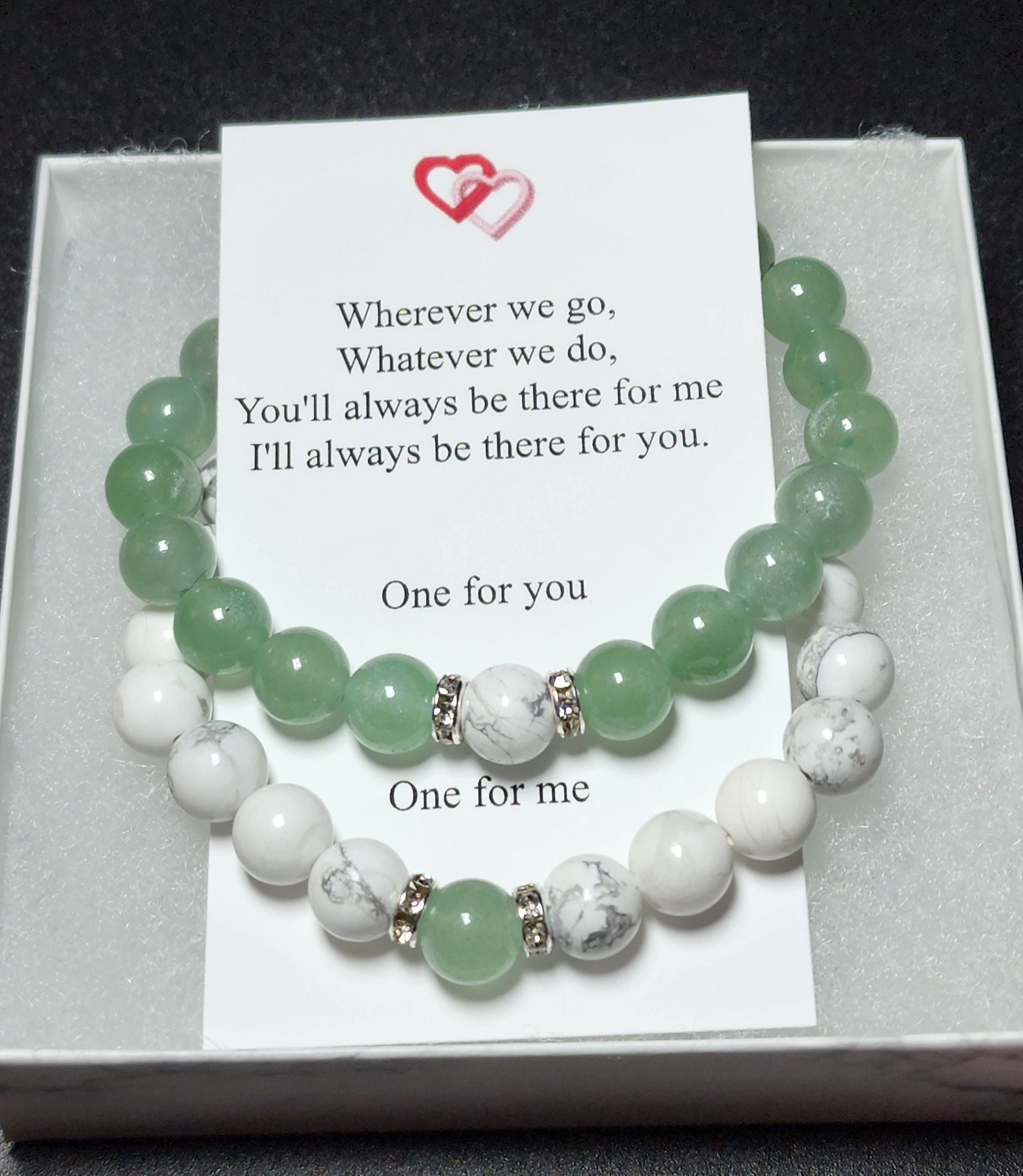 Magnetic Couples Bracelet Set White Howlite and Green - Etsy
