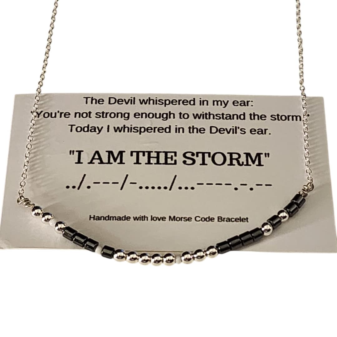 Collar con código Morse "Yo soy la tormenta" - Plata de ley - Etsy México