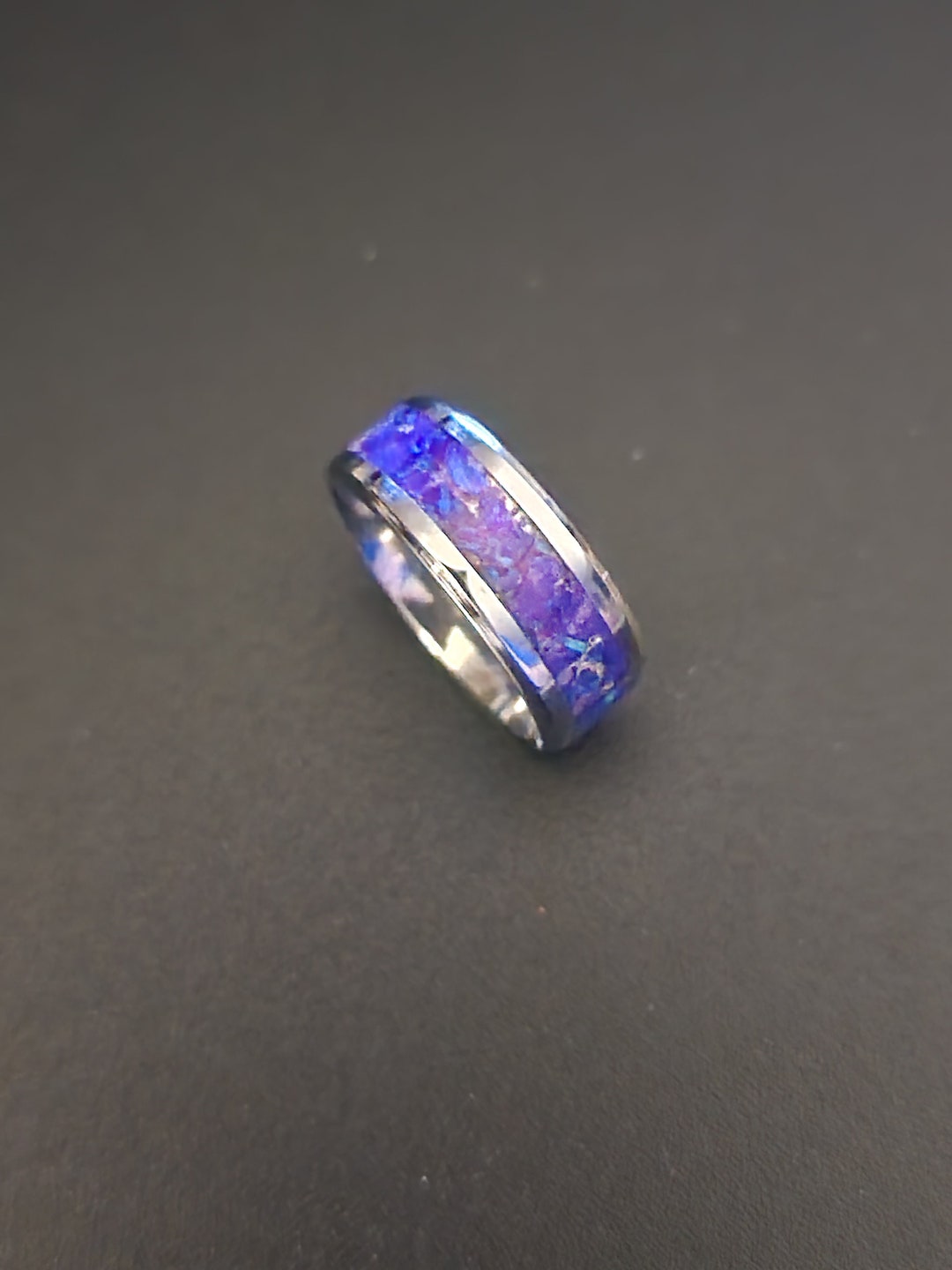 Purple Opal Stainless Steel Glow Ring - Etsy